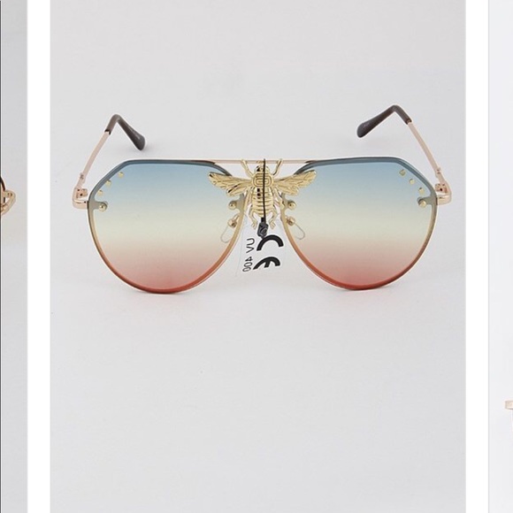 Accessories | Gold Bee Embellished Aviator Sunglasses | Poshmark